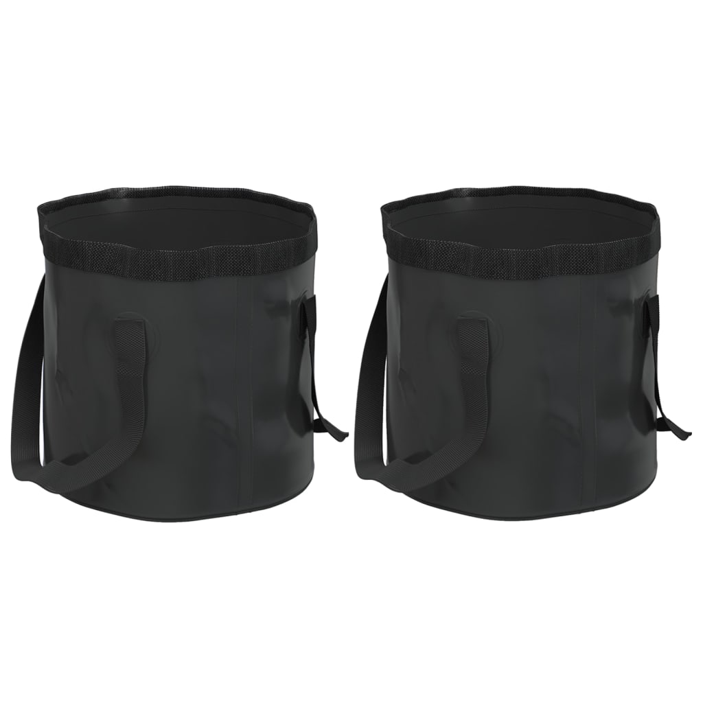 vidaXL Baldes dobráveis 2 pcs 30 L PVC preto | vidaXL.pt
