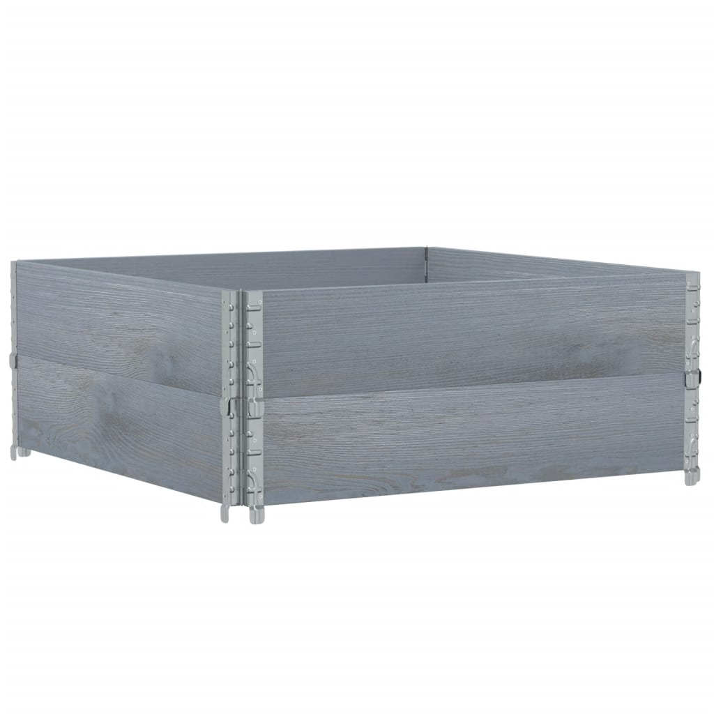 vidaXL Colares p/ paletes 2 pcs 100x100 cm madeira pinho maciça cinza ...