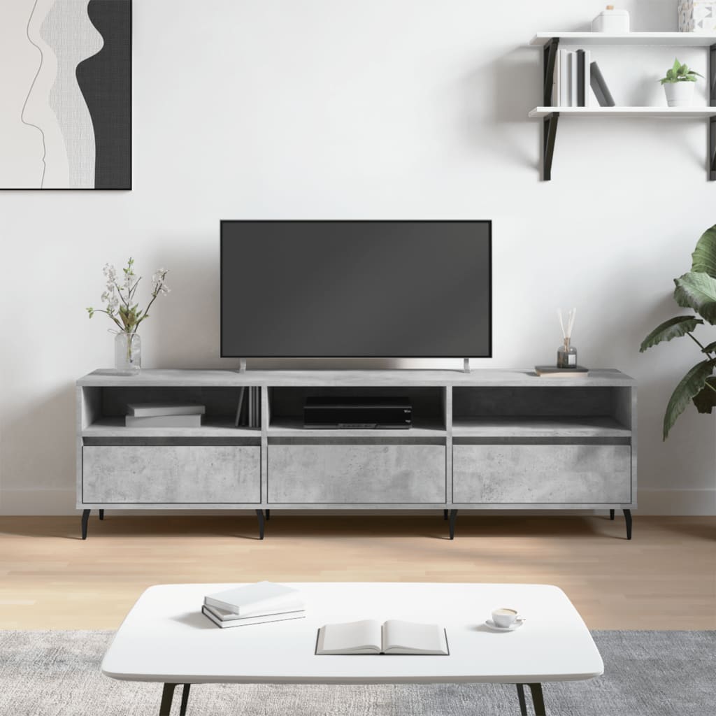 vidaXL Móvel de TV 150x30x44,5 cm derivados de madeira cinza cimento ...